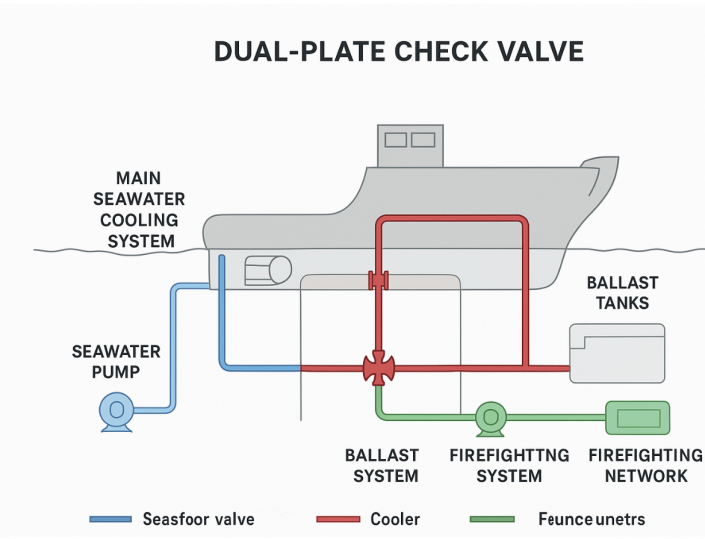 Installation Locations of Dual-Plate Check Valves on Ships marine valves